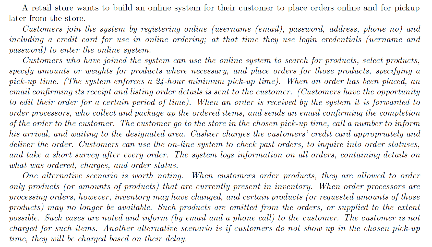 Solved A retail store wants to build an online system for | Chegg.com