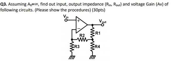 Solved Q3. Assuming Ao oo, find out input, output impedance | Chegg.com