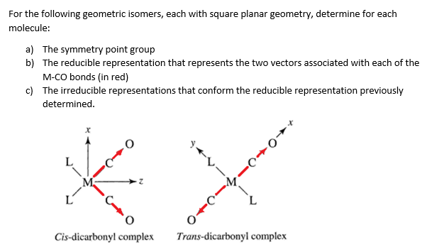 Solved For the following geometric isomers, each with square | Chegg.com
