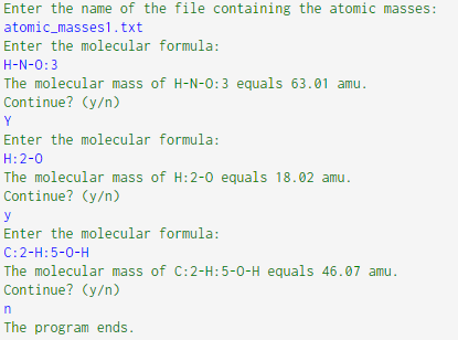 Solved (PYTHON) The program first reads the atomic masses of | Chegg.com