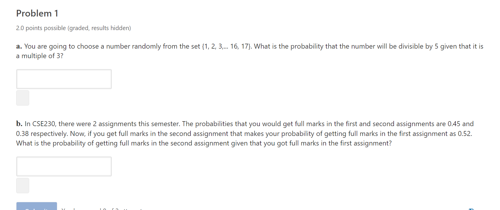 Solved Problem 1 2.0 points possible (graded, results | Chegg.com