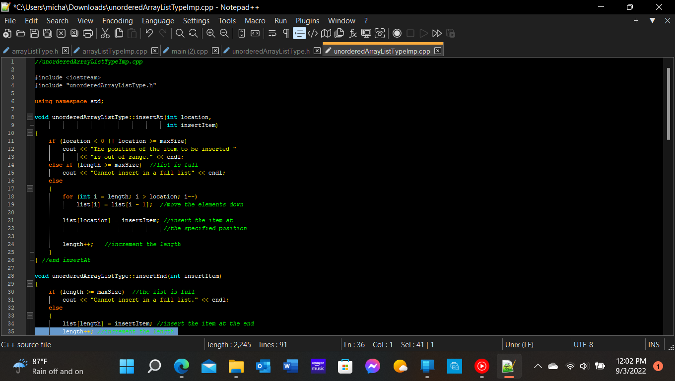 Solved Programming Exercise 12-9 Add the function min as an | Chegg.com