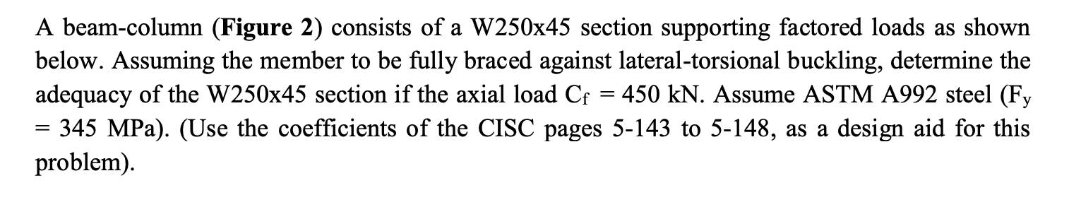 A beam-column (Figure 2) consists of a W250x45 | Chegg.com