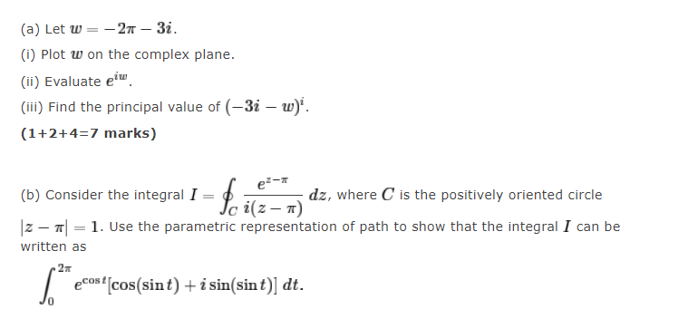 Solved (a) Let w = -27 - 3i. (1) Plot w on the complex | Chegg.com
