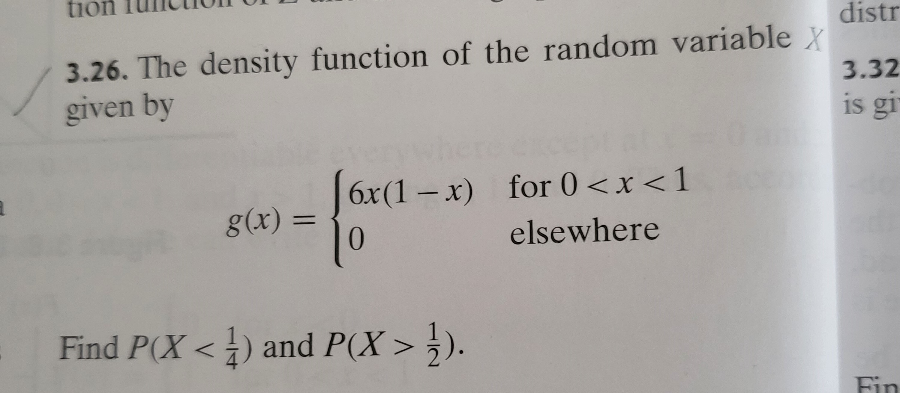 Solved 3.26. The density function of the random variable | Chegg.com