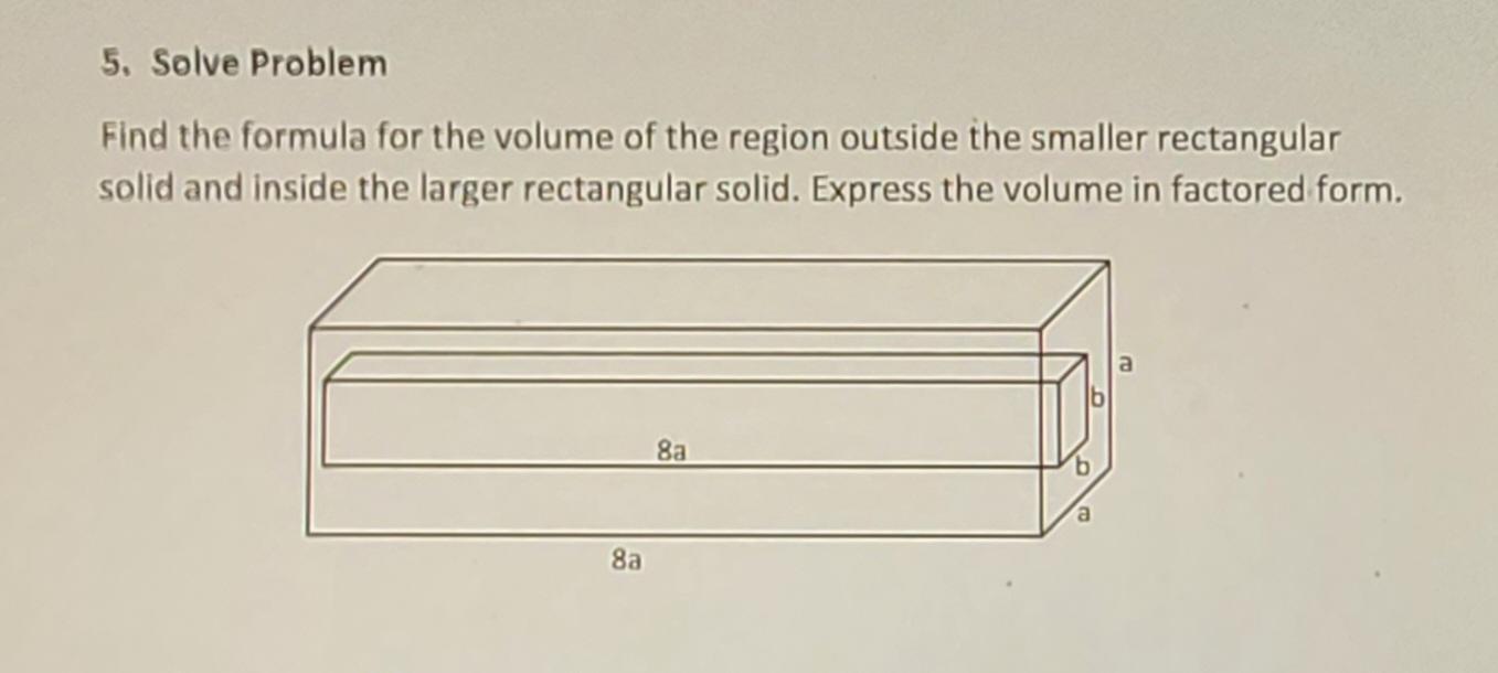 Solved 5. Solve Problem Find the formula for the volume of | Chegg.com