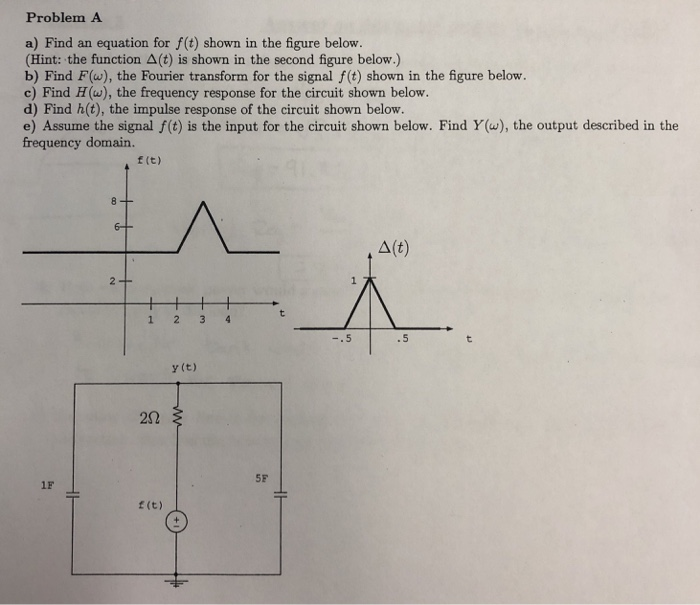 Solved Problem A a) Find an equation for f(t) shown in the | Chegg.com