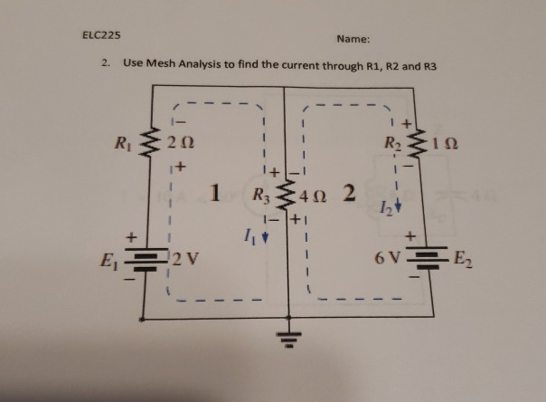 Solved Use Mesh analysis to find the current through R1, R2 | Chegg.com
