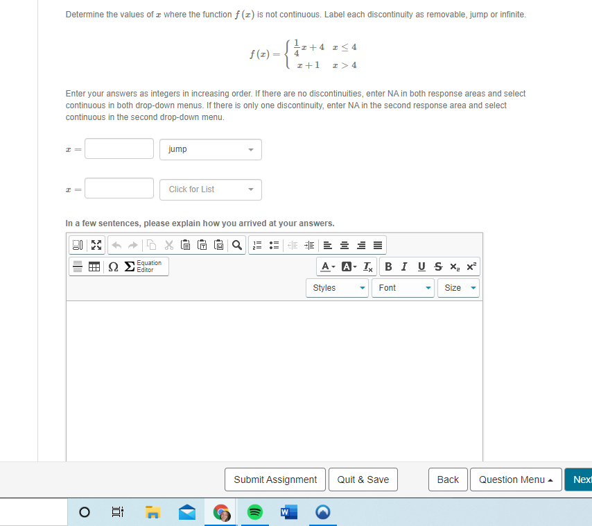 Solved Determine the values of r where the function f() is | Chegg.com