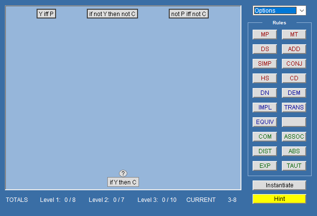 Solved Options Y iff P if not Y then not C not P iff not C | Chegg.com