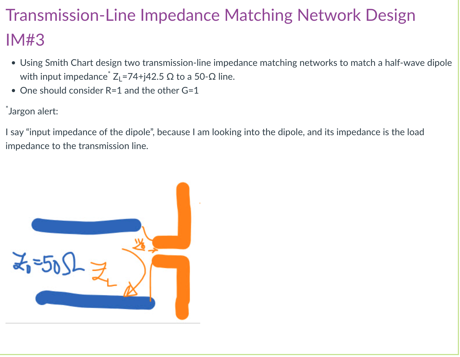 Solved IM\#3 - Using Smith Chart design two | Chegg.com