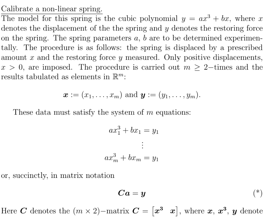 Calibrate a non-linear spring The model for this | Chegg.com