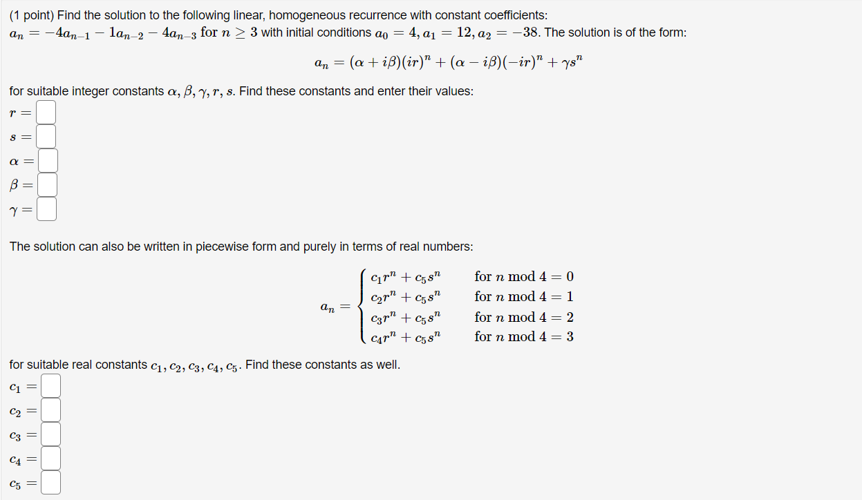 Solved (1 point) Find the solution to the following linear, | Chegg.com
