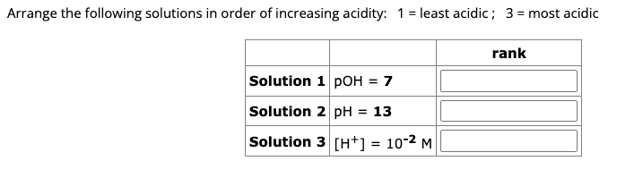 Solved Arrange the following solutions in order of | Chegg.com