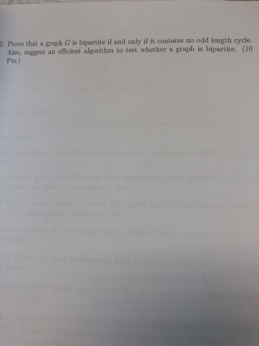 Solved 0. Prove that a graph G is bipartite if and only if | Chegg.com