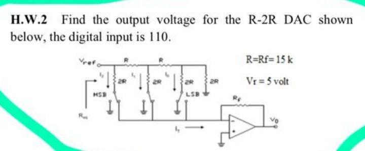 Solved H.W.2 Find the output voltage for the R-2R DAC shown | Chegg.com