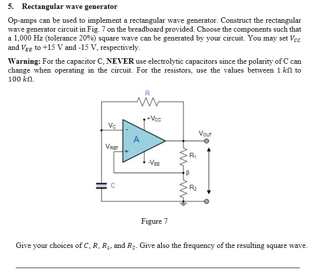 Solved 5. Rectangular wave generator Op-amps can be used to | Chegg.com