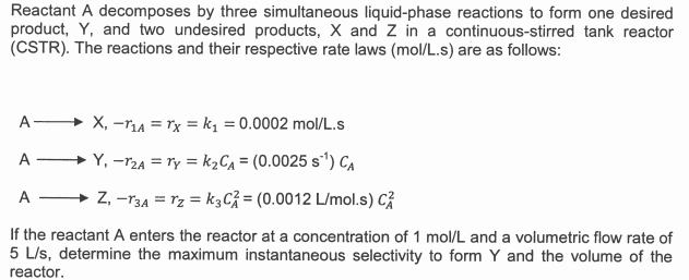 Solved Reactant A decomposes by three simultaneous | Chegg.com