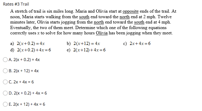 Solved Rates #3 Trail A stretch of trail is six miles long. | Chegg.com