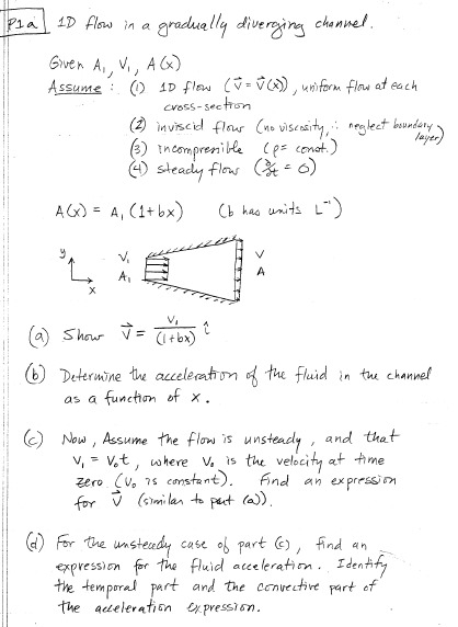 Solved P1 ﻿a 10 ﻿flow in a gradually diverging channel.Given | Chegg.com
