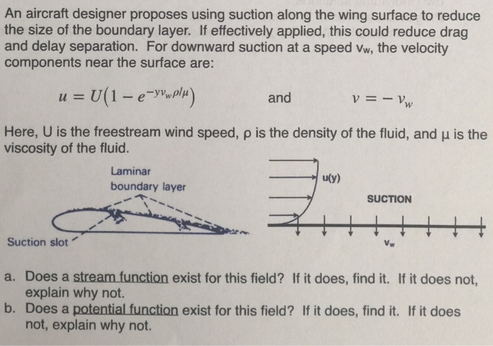 Solved An aircraft designer proposes using suction along the | Chegg.com