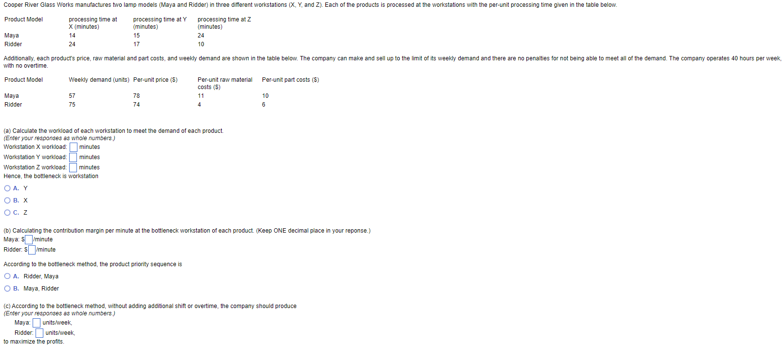 Solved (a) Calculate the workload of each workstation to | Chegg.com