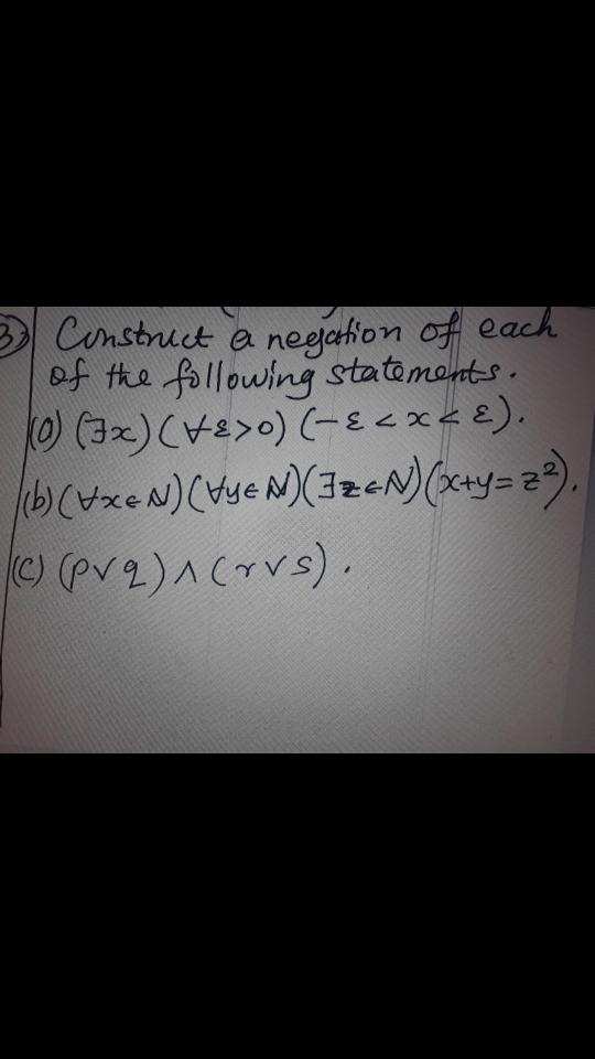 Solved а E B Construct a negation of each of the following | Chegg.com