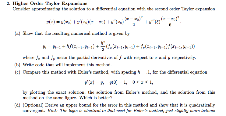 Solved 2. Higher Order Taylor Expansions Consider | Chegg.com