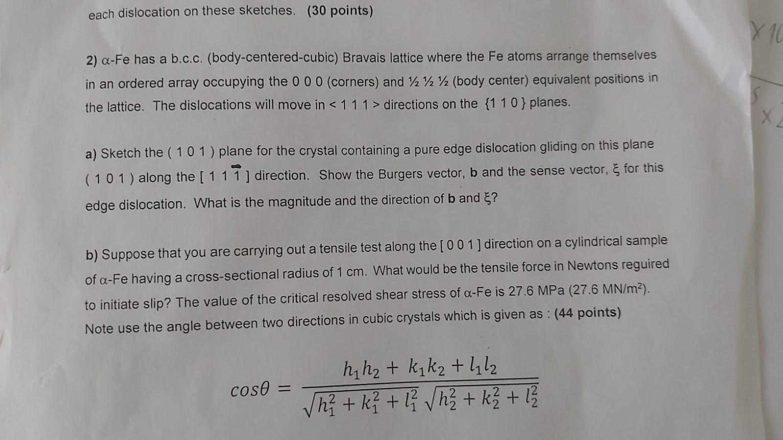 Solved each dislocation on these sketches. (30 points) XI 2) | Chegg.com