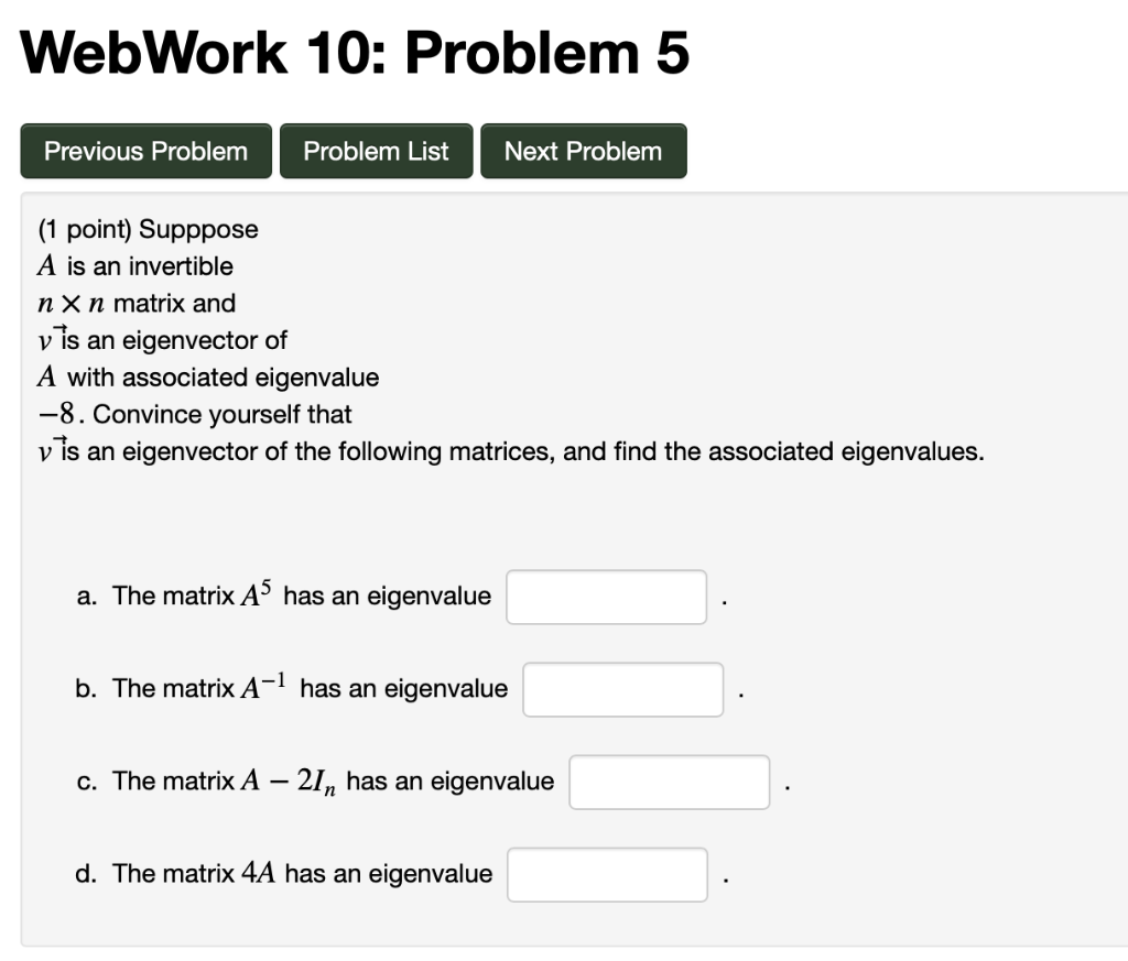 Solved WebWork 10: Problem 5 Previous Problem Problem List | Chegg.com