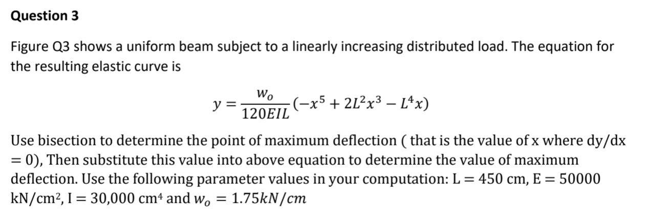 Solved Question 3 Figure Q3 shows a uniform beam subject to | Chegg.com
