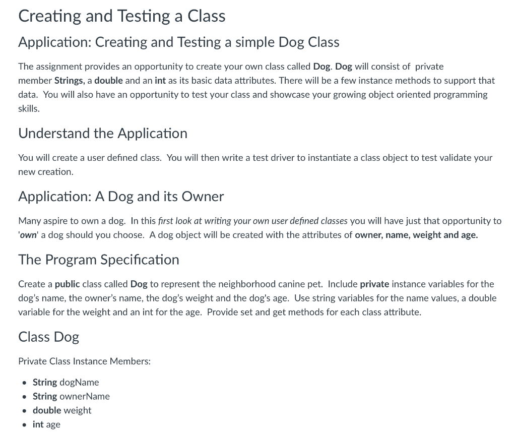 Solved Creating and Testing a Class Application: Creating | Chegg.com