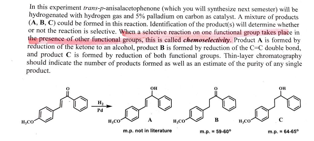 Solved In this experiment trans-p-anisalacetophenone (which | Chegg.com