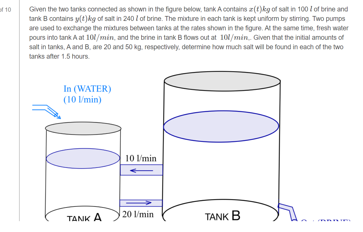 Solved of 10 Given the two tanks connected as shown in the | Chegg.com