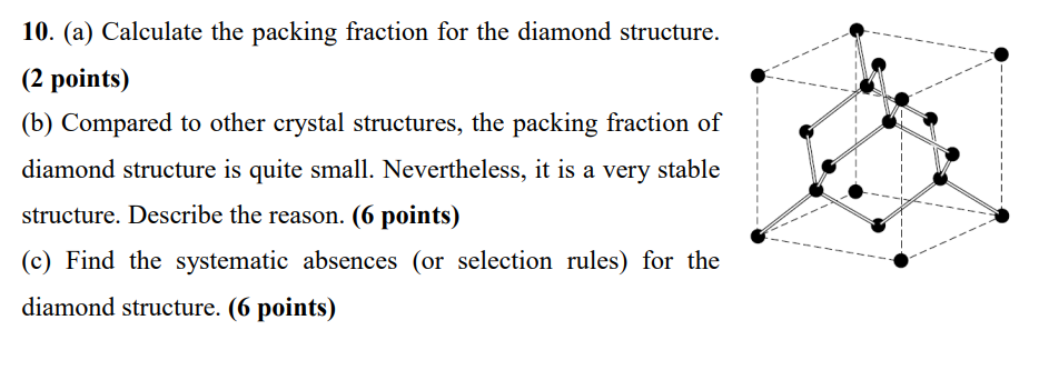 Solved 10. (a) Calculate the packing fraction for the | Chegg.com