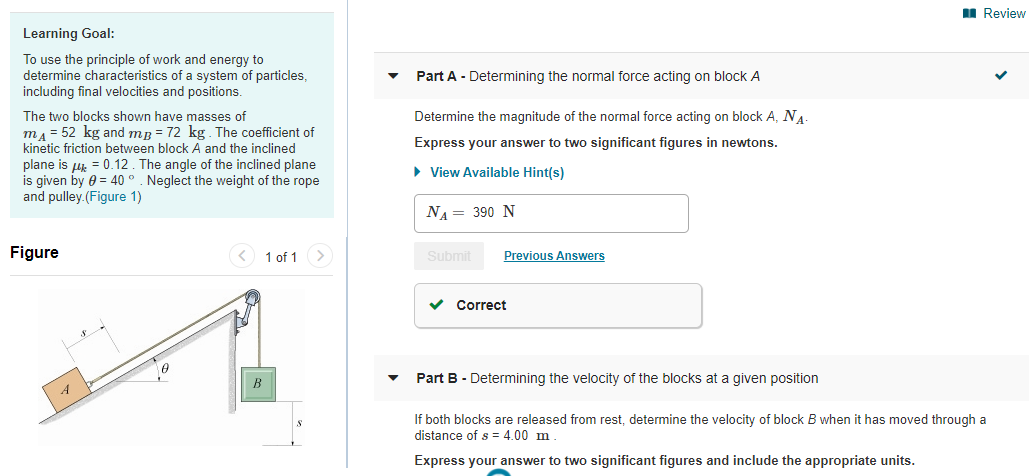 Solved Review Part A - Determining the normal force acting | Chegg.com