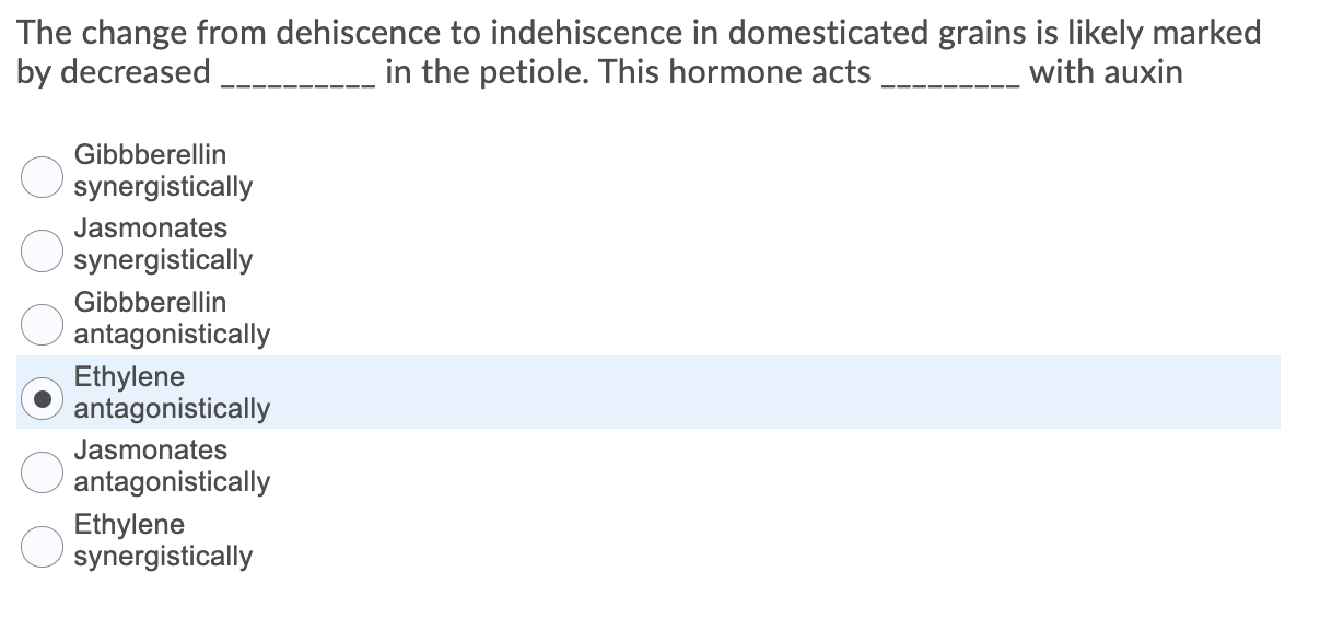 Solved The change from dehiscence to indehiscence in | Chegg.com