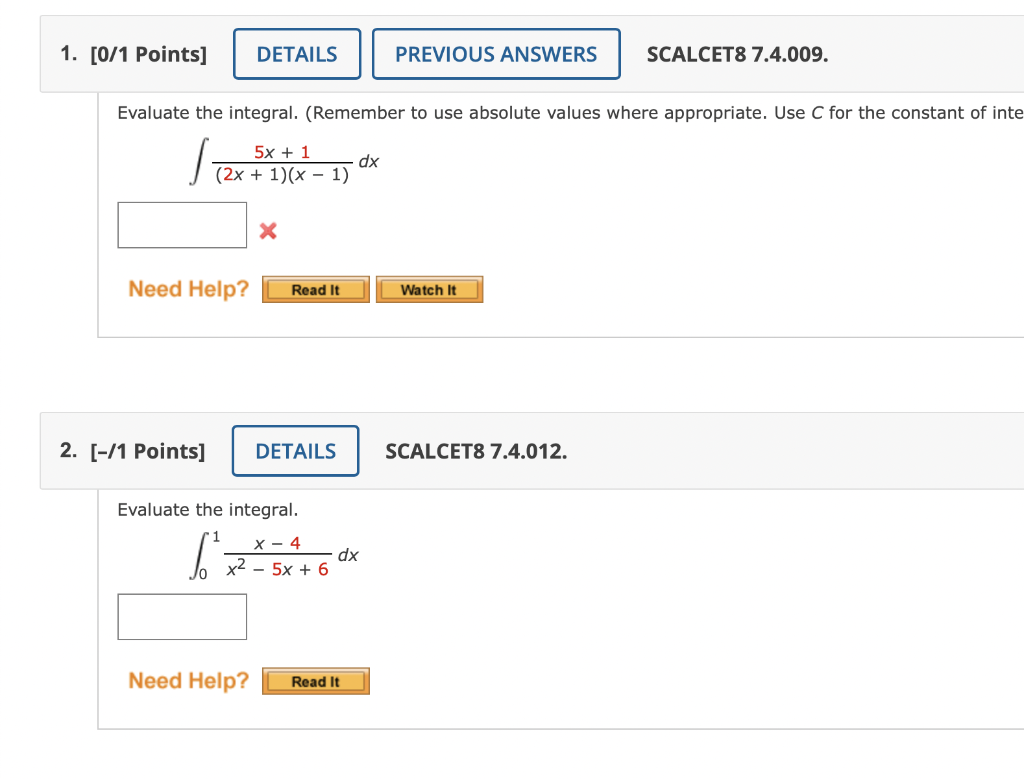 Solved 1. [0/1 Points] DETAILS PREVIOUS ANSWERS SCALCET8 | Chegg.com