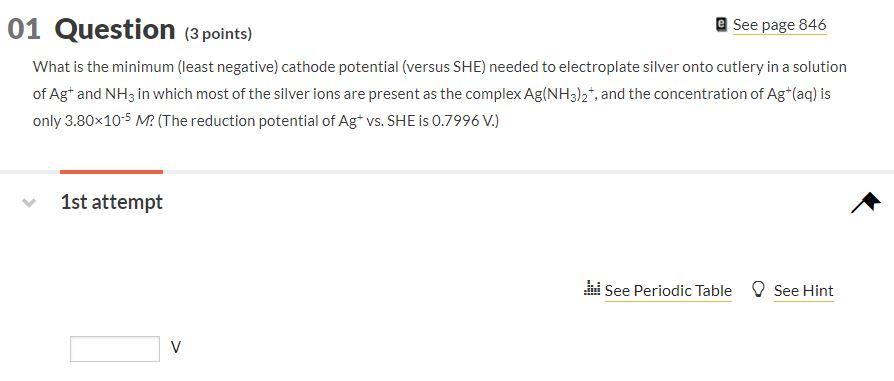Solved 01 Question (3 points) @ See page 846 What is the | Chegg.com