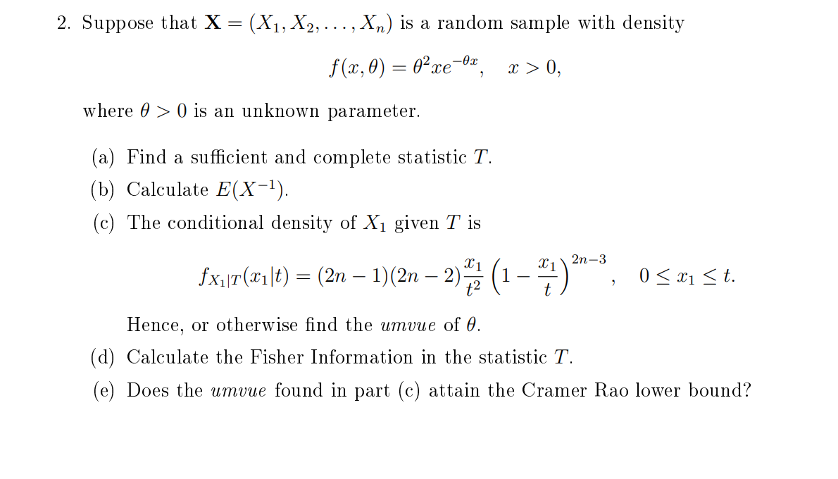 Solved Suppose that X=(X1,X2,…,Xn) is a random sample with | Chegg.com