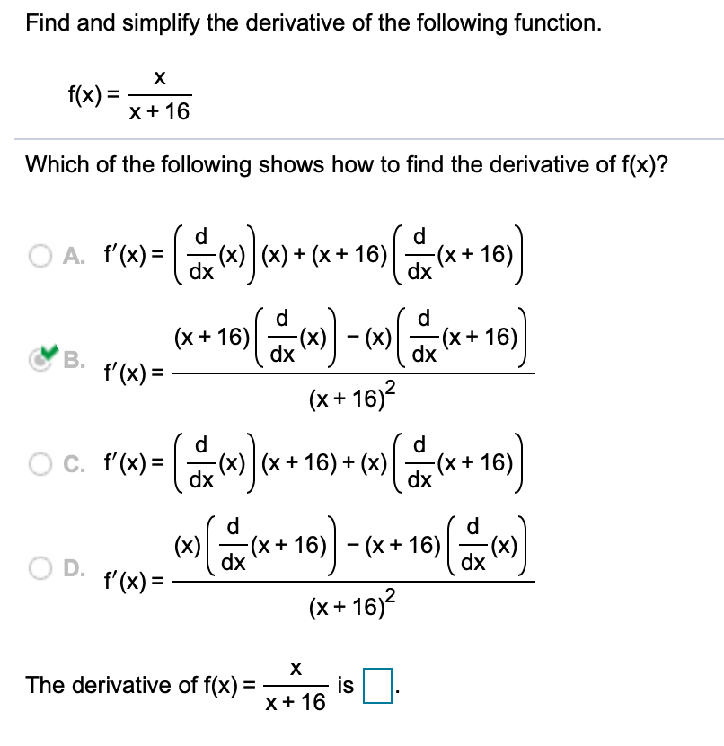Solved Find and simplify the derivative of the following | Chegg.com