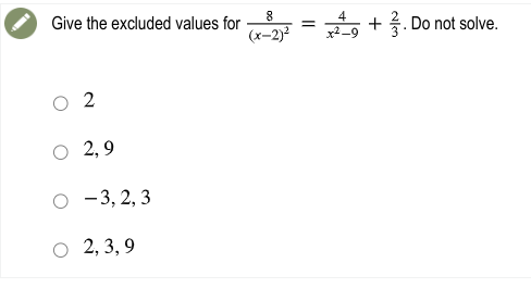 Solved Give the excluded values for (x−2)28=x2−94+32. Do not | Chegg.com