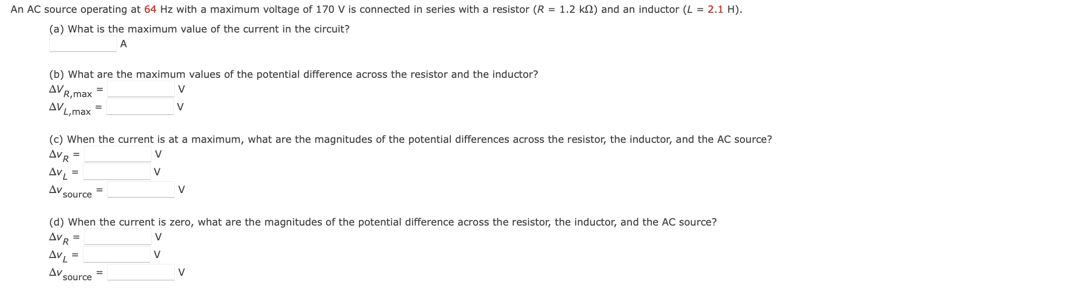Solved Ac Source Operating At 64 Hz With A Maximum Voltage