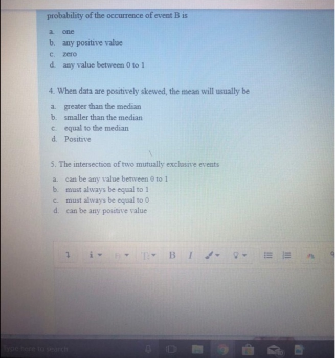 Solved probability of the occurrence of event B is a. one b. | Chegg.com