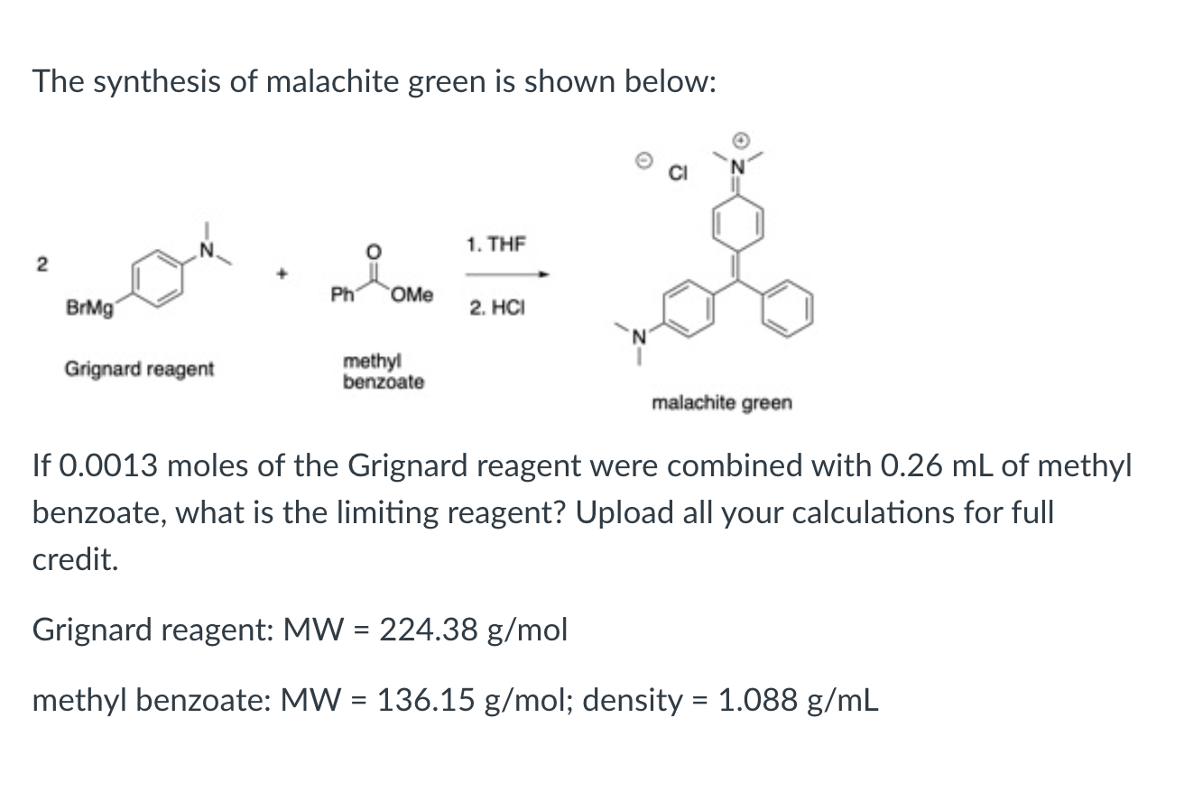 Solved The synthesis of malachite green is shown below: 1. | Chegg.com
