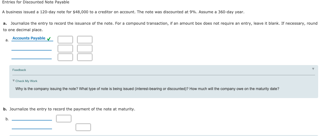 Solved Entries for Discounted Note Payable A business issued | Chegg.com