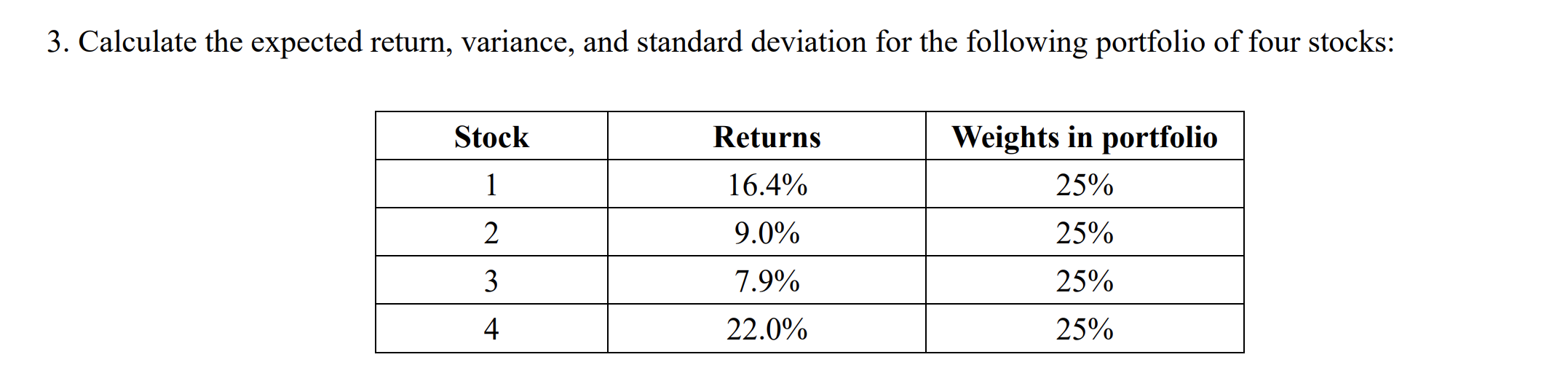 Solved 3. Calculate the expected return, variance, and | Chegg.com