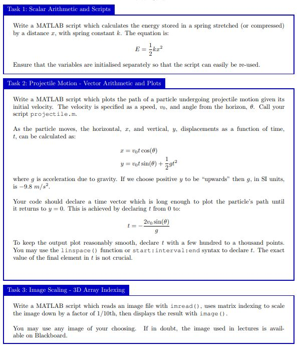Solved Task 1 Scalar Arithmetic And Scripts Write A Matlab 5219