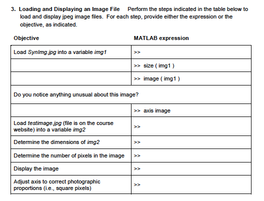 3. Loading and Displaying an Image File Perform the | Chegg.com
