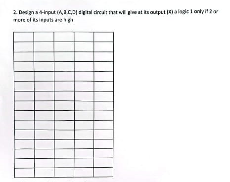 Solved Design a 4-input (A,B,C,D) ﻿digital circuit that will | Chegg.com
